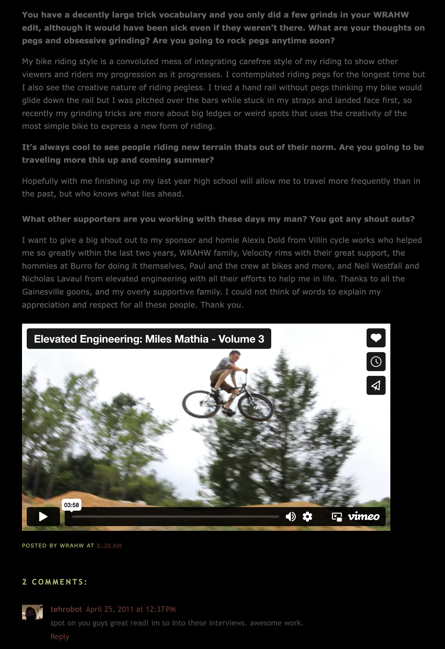 Miles Mathia – FIXED GEAR ARCHIVE